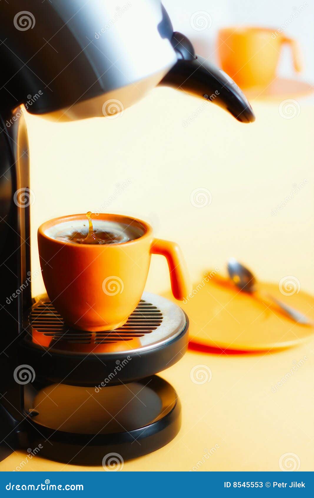 Coffee machine and cups stock image. Image of addiction - 8545553