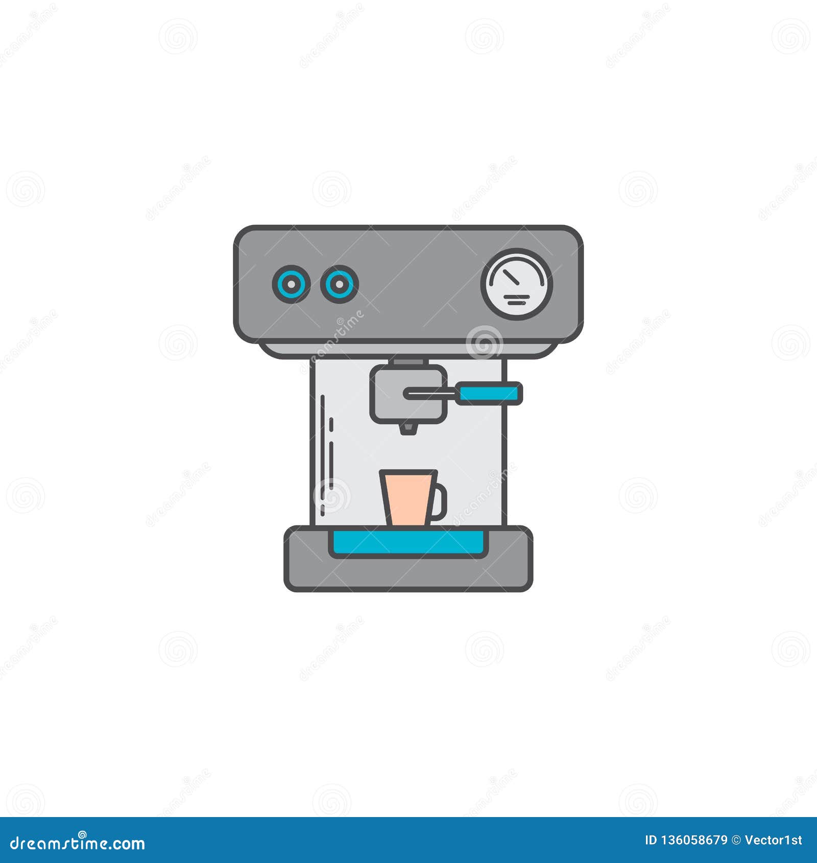 Coffee Machine Espresso Maker Doodle Vector Art Icon Stock Vector ...