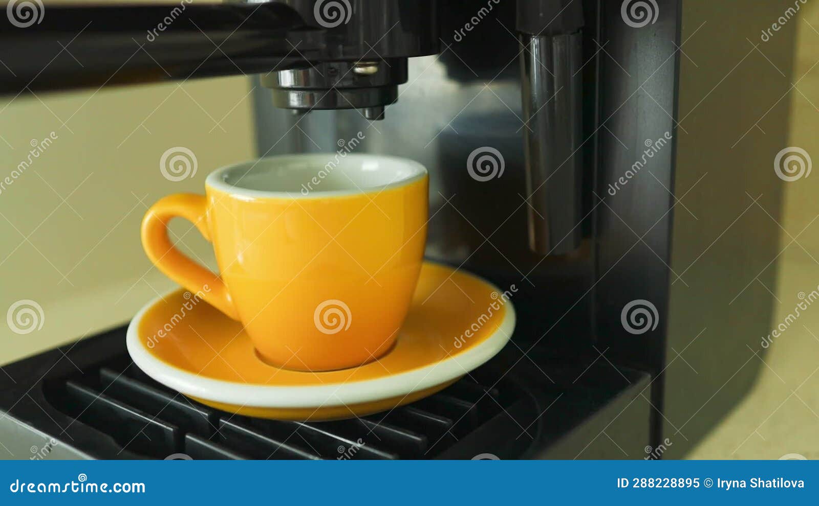 Coffee Machine Filling a Cup with. Making Coffee into Cup, Espresso ...