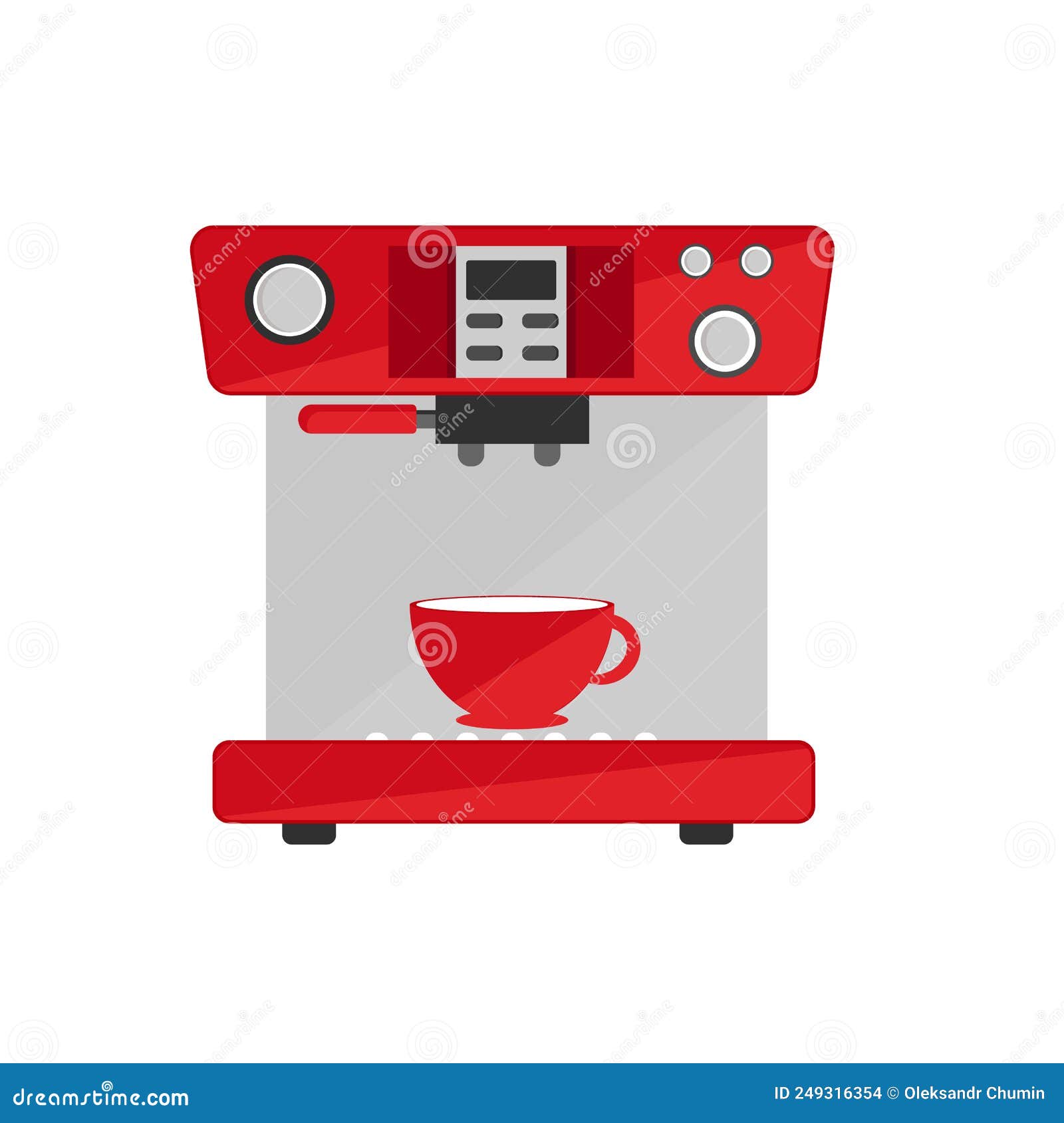 Coffee Machine Flat Illustration. Front View of Coffee Machine Stock ...