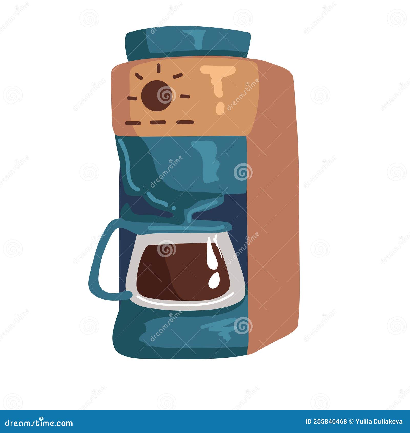 Coffee Machine Flat Illustration. Front View of Coffee Machine. Vector ...