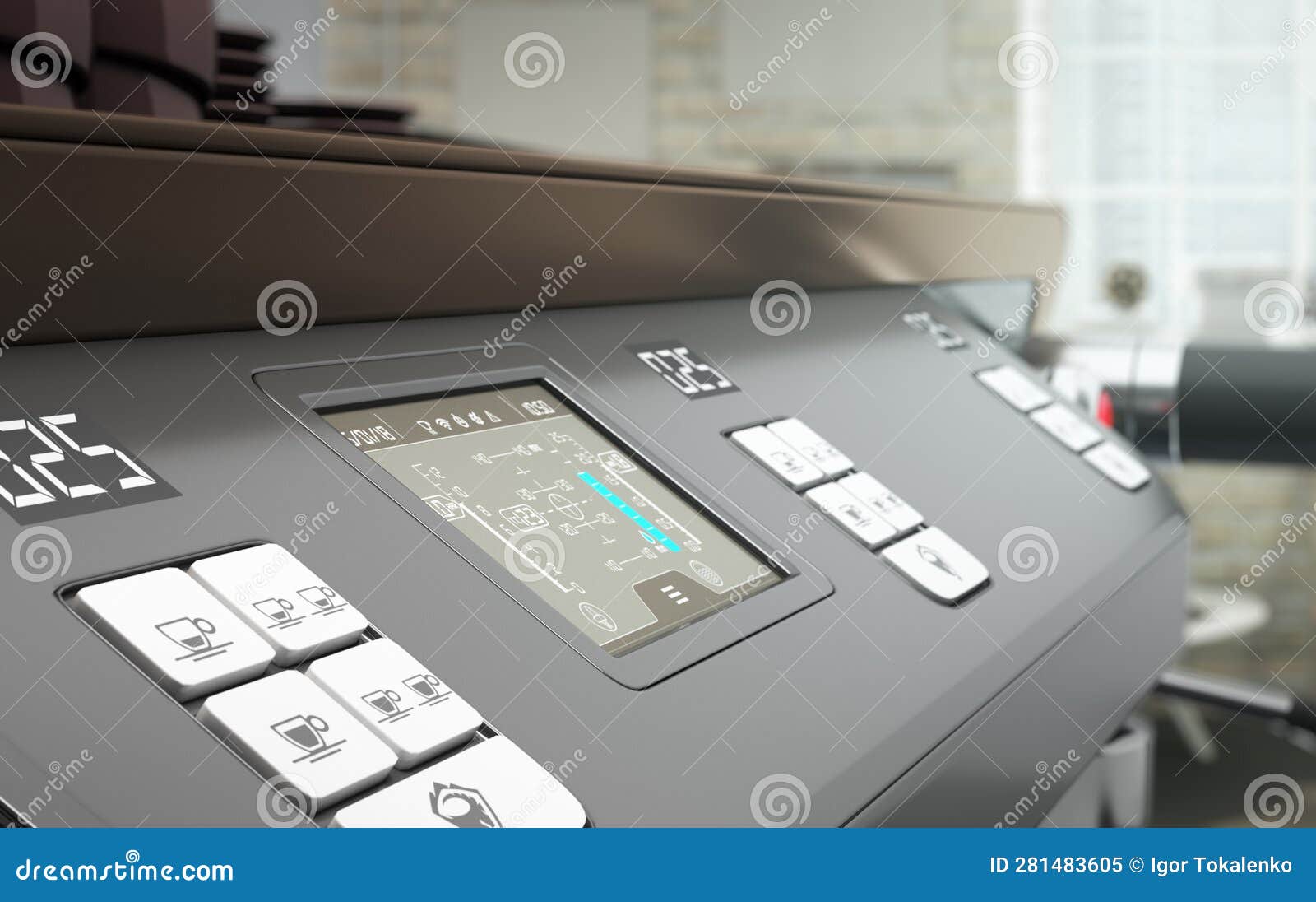 Coffee Machine Front Panel in Light Interior 3d Render Stock ...