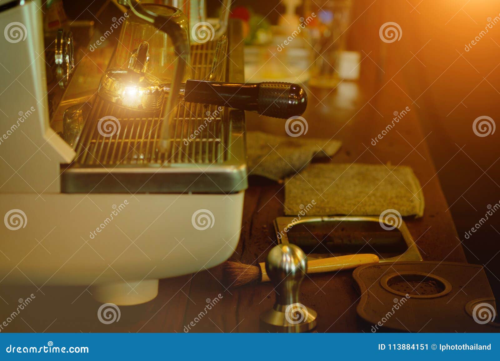 Coffee Machine with Gold Light Effect Stock Image - Image of seed ...
