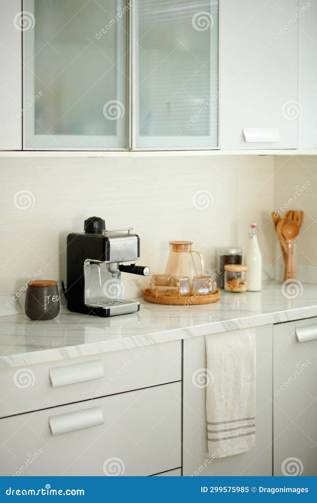 Coffee Machine on Kitchen Counter Stock Image - Image of caffeine, rent ...