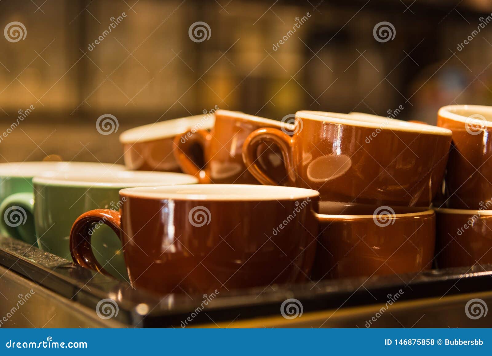 A Coffee Machine with a Large Stack of Coffee Cups Stock Photo - Image ...