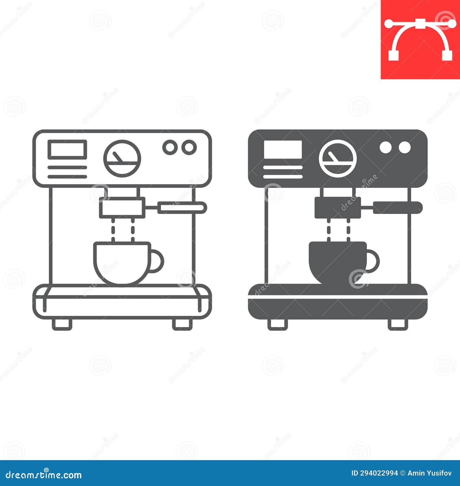 Coffee Machine Line and Glyph Icon Stock Vector - Illustration of ...