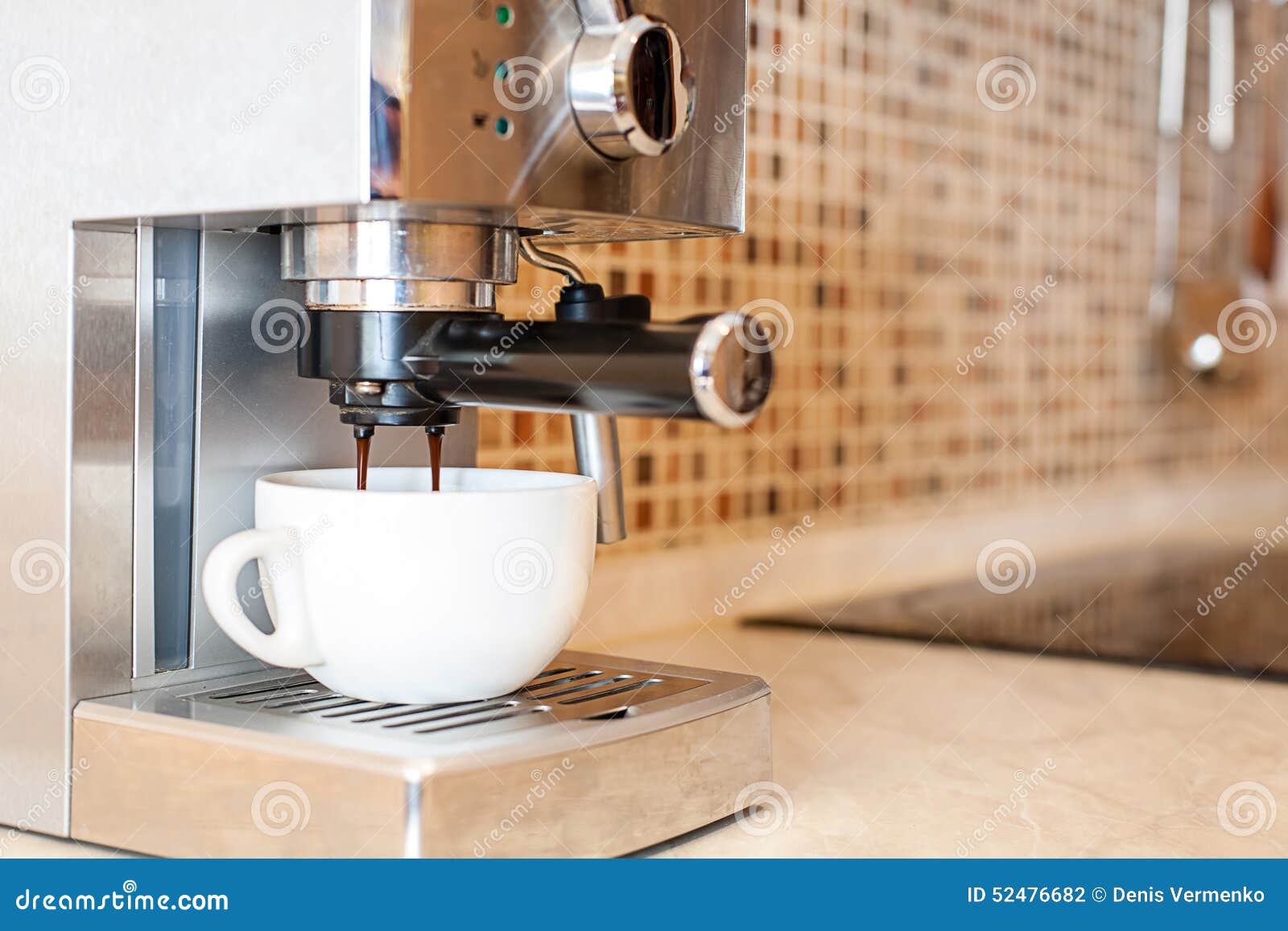 Coffee Machine Making Espresso in a Cafe Stock Photo - Image of food ...