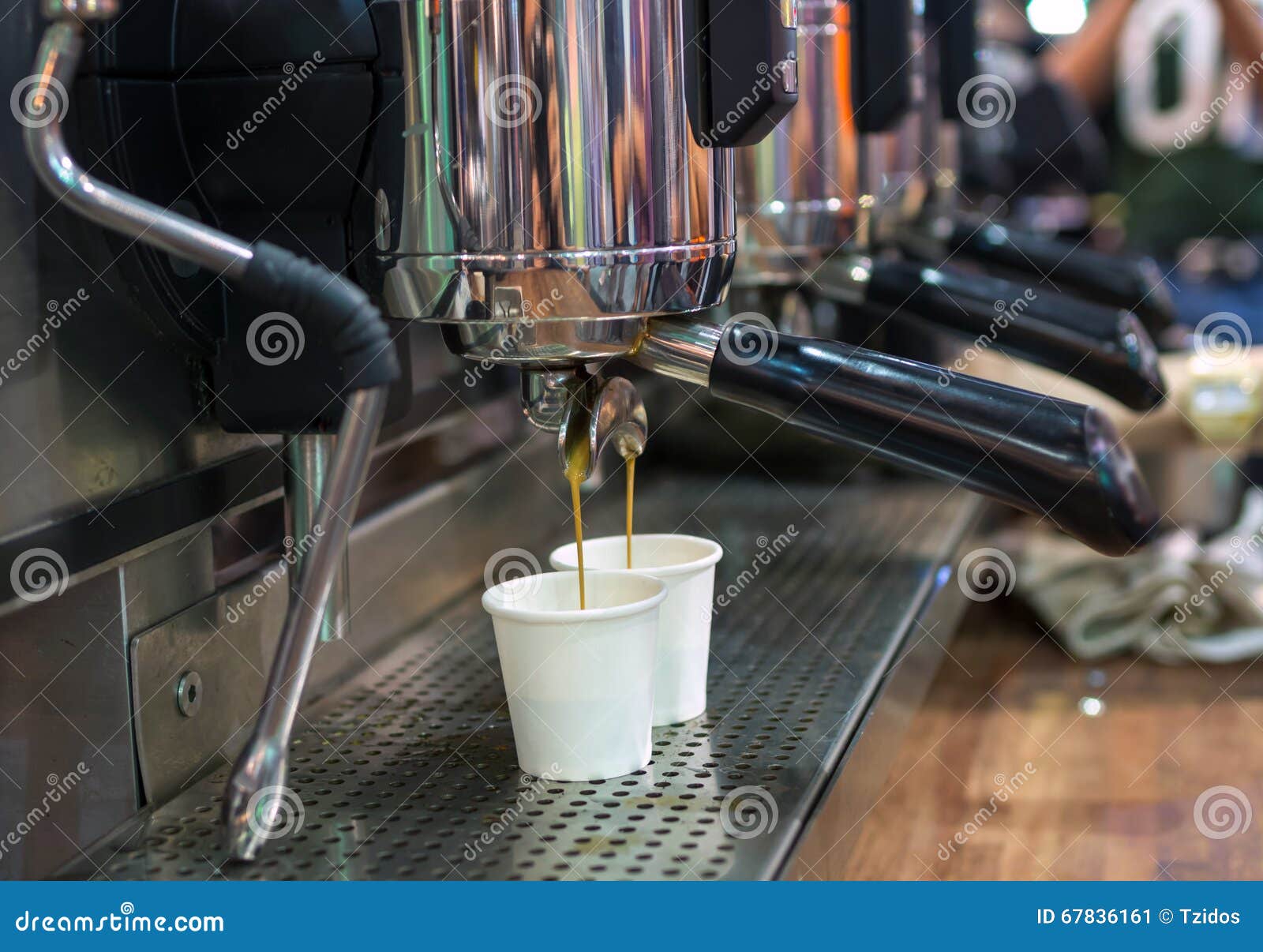 Coffee Machine Making Espresso Shot in a Cafe Shop Stock Image - Image ...