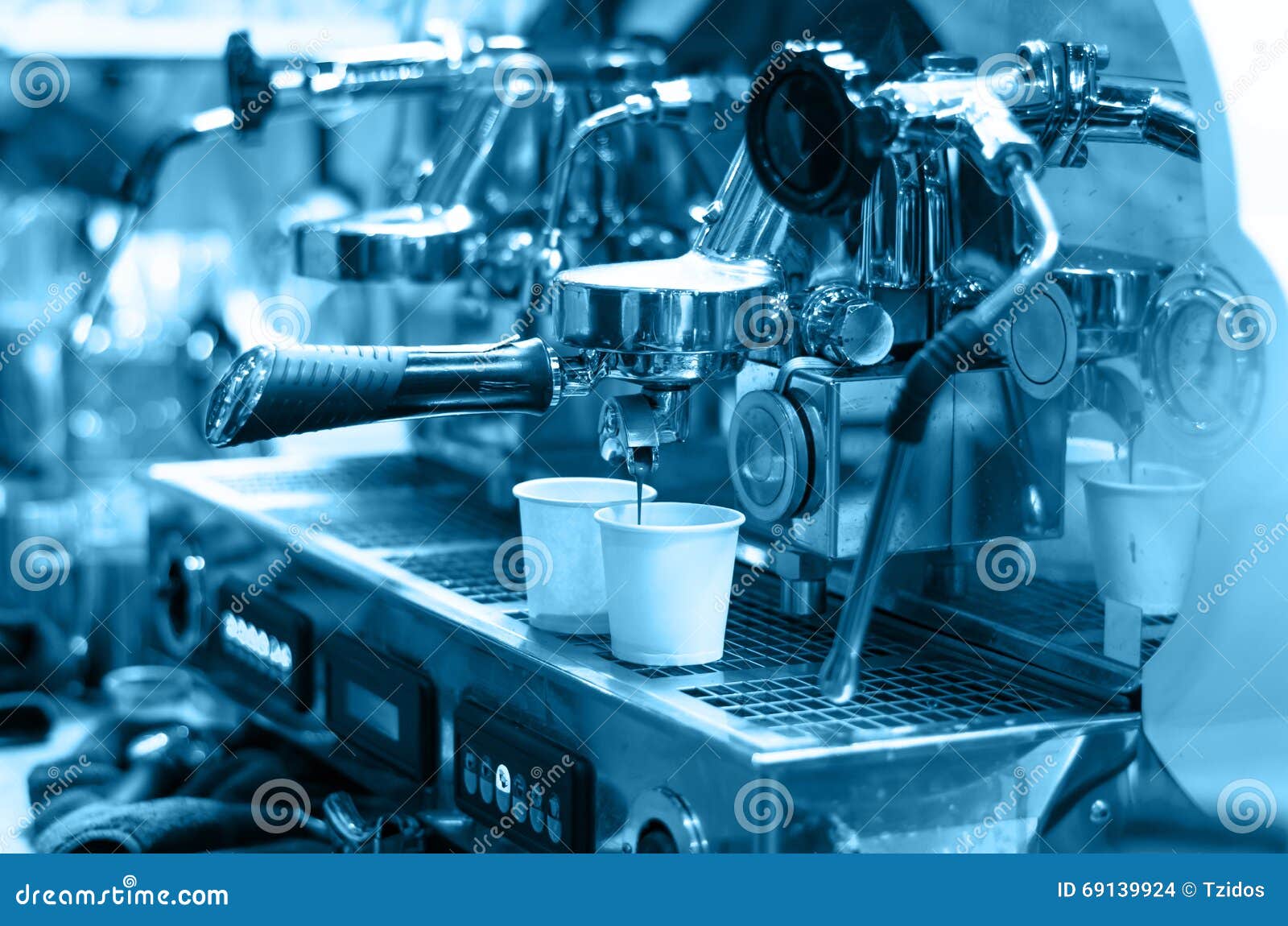 Coffee Machine Making Espresso Shot in a Cafe Shop Stock Photo - Image ...