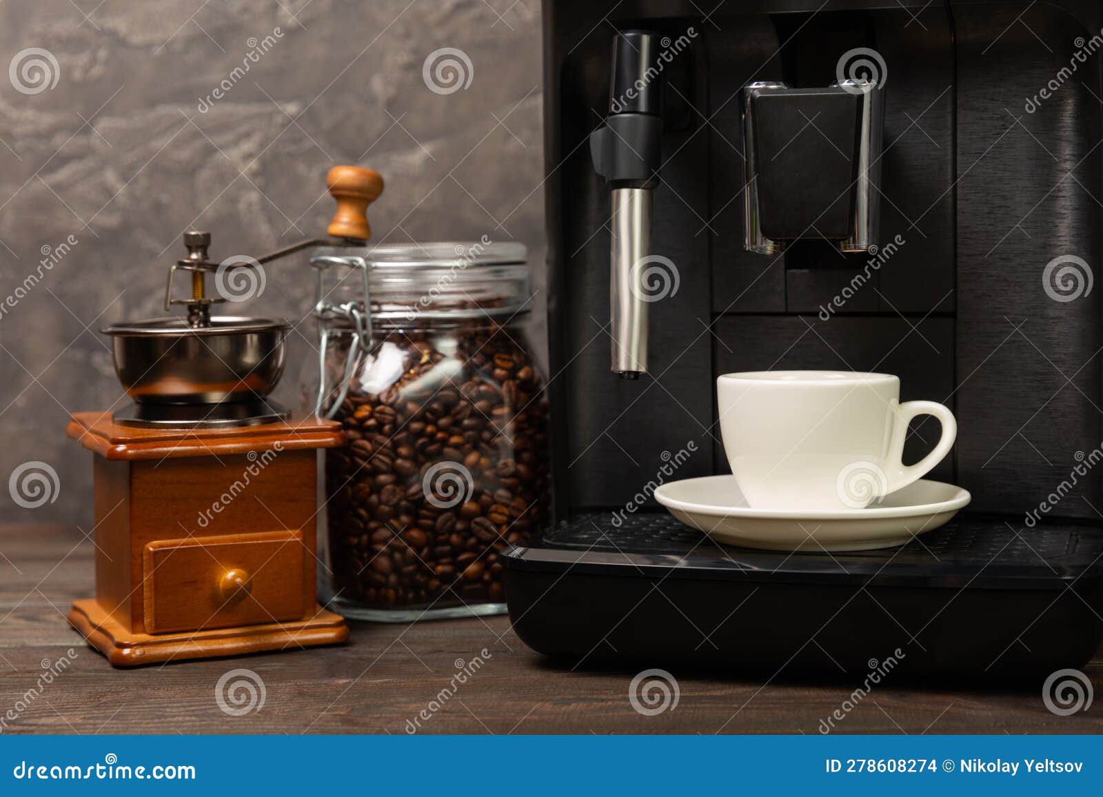 Coffee Machine in Modern Kitchen Interior. Stock Photo - Image of ...