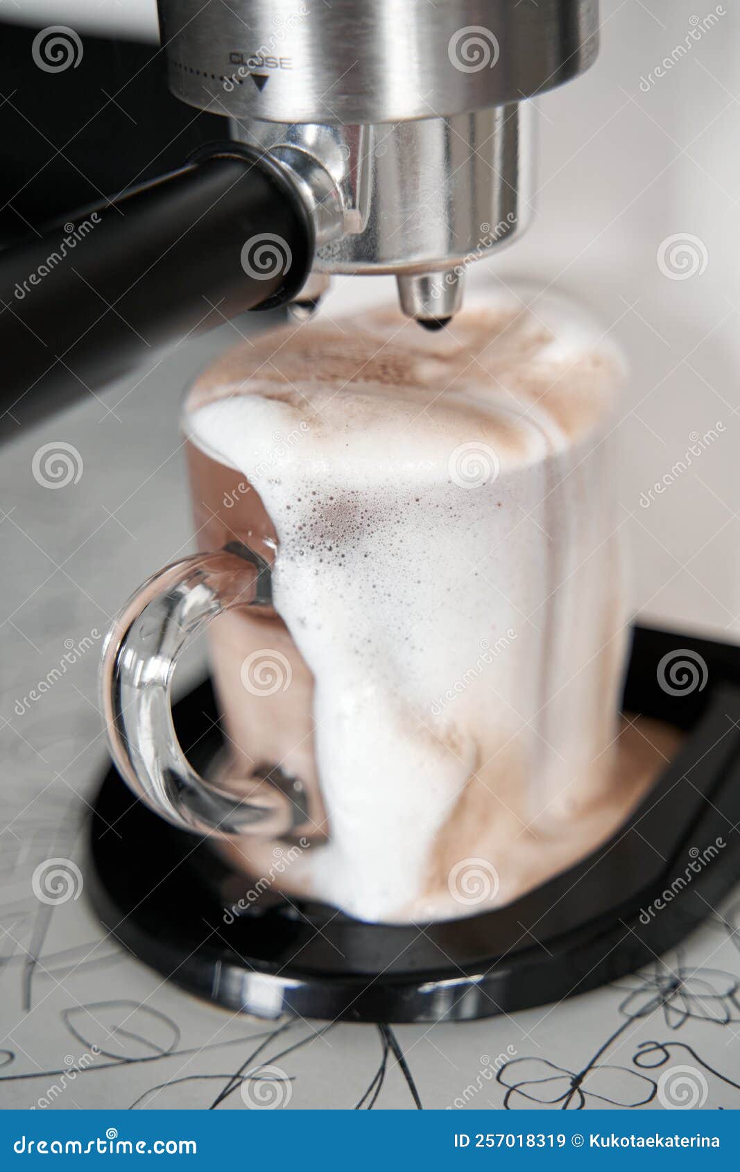 Coffee Machine Overfilled Cup with Coffee Close Up Stock Image - Image ...