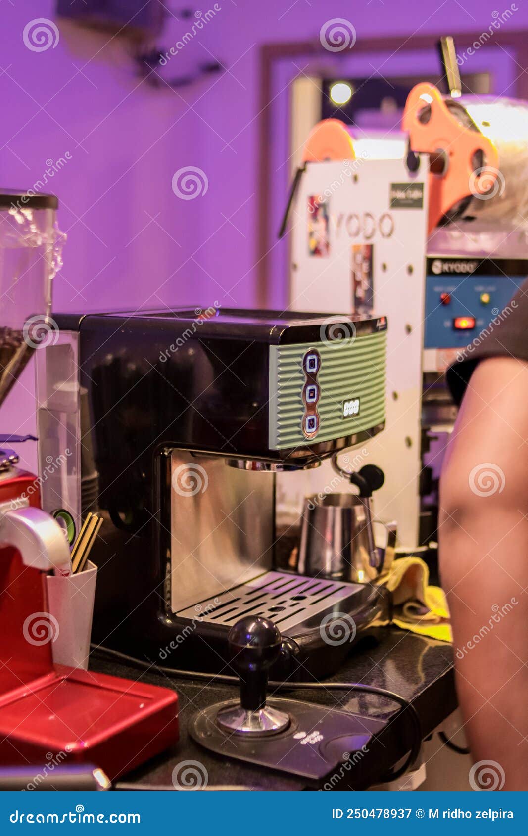 Coffee Machine Photo Aesthetic Stock Image - Image of drum, purple ...