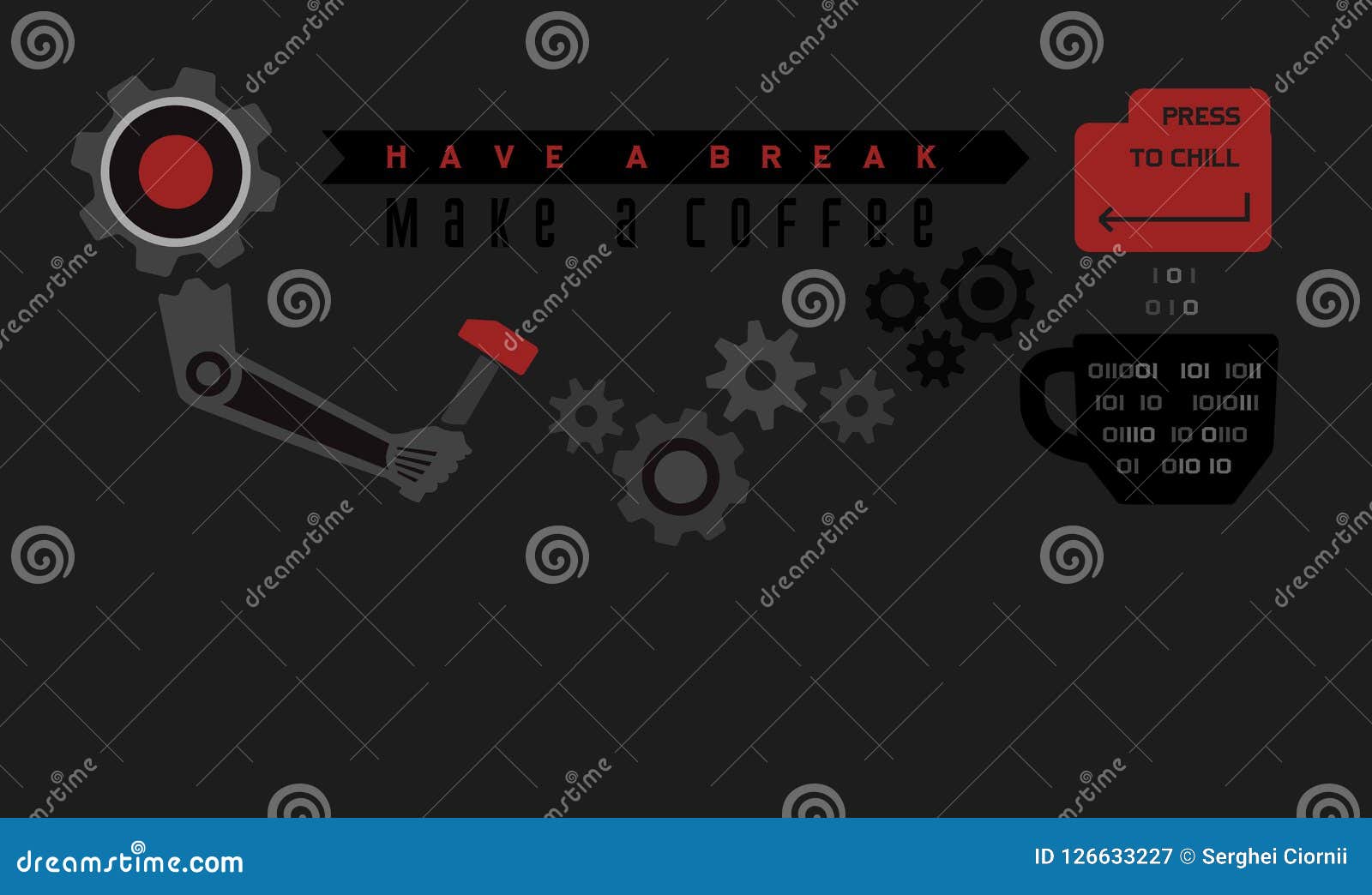 Coffee Machine Poster with Mechanical Arm Stock Illustration ...