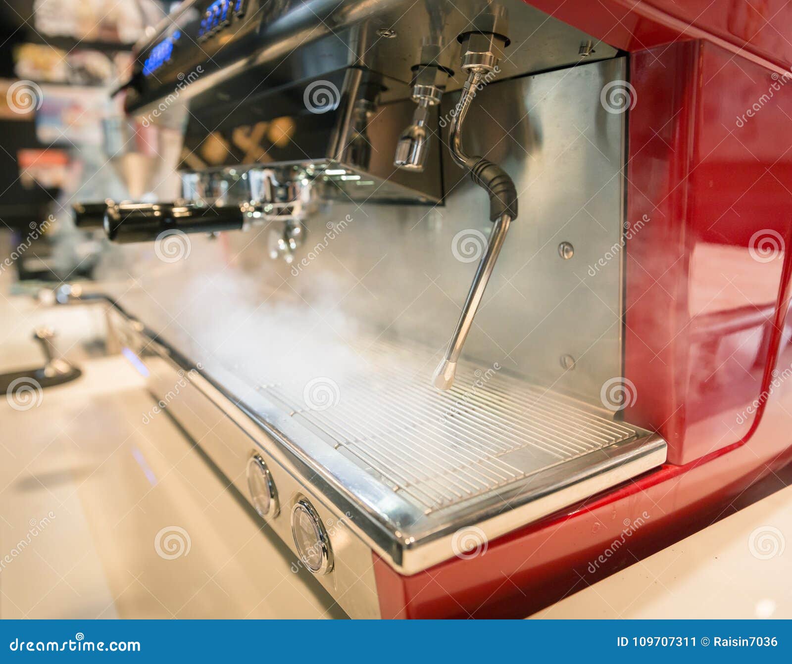 Coffee Machine Release Hot Stream for Making Coffee. Stock Image ...