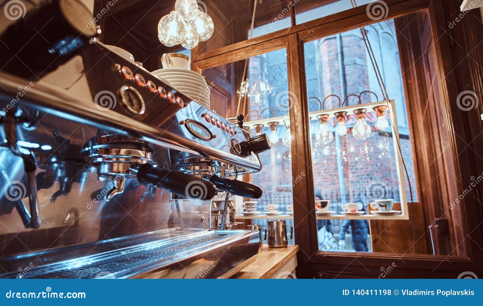 The Coffee Machine in the Restaurant or Cafe Shop Stock Photo - Image ...