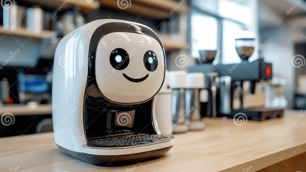 A Coffee Machine with a Smiley Face on the Front of it, AI Stock Image ...