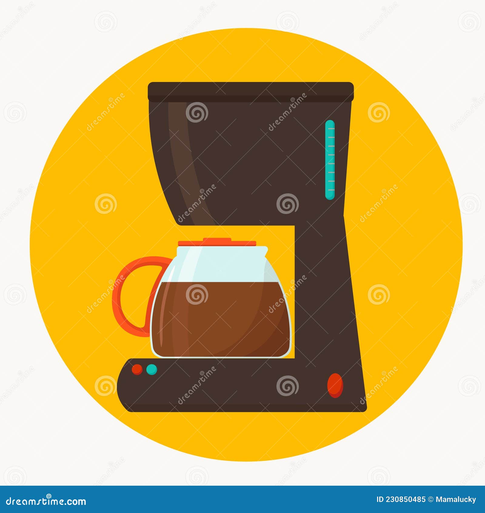 Coffee Machine Vector Flat Design Illustration. Isolated Maker Espresso ...