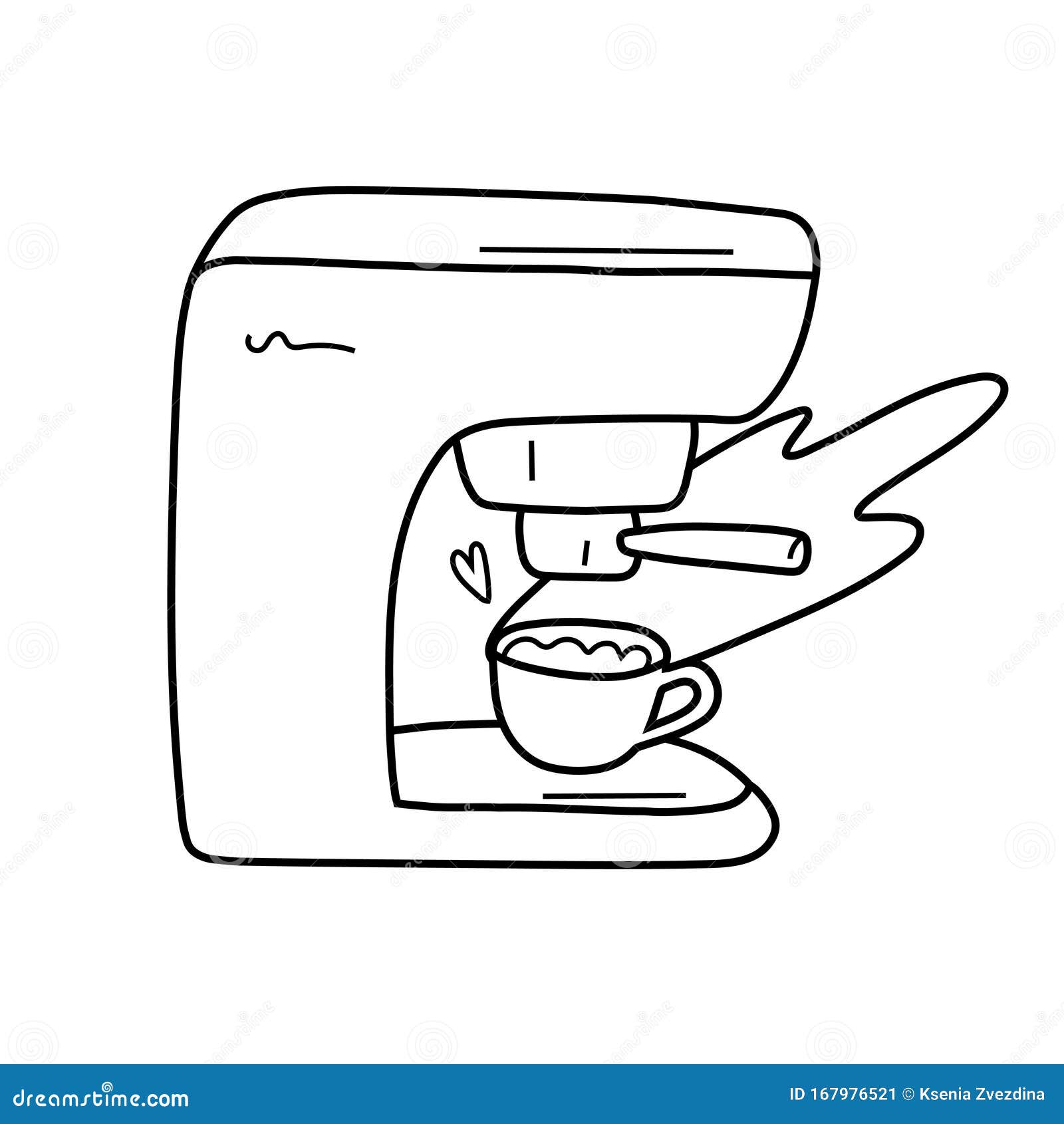 Coffee Machine Vector Isolated Line Art, Linear Illustration of Coffee ...