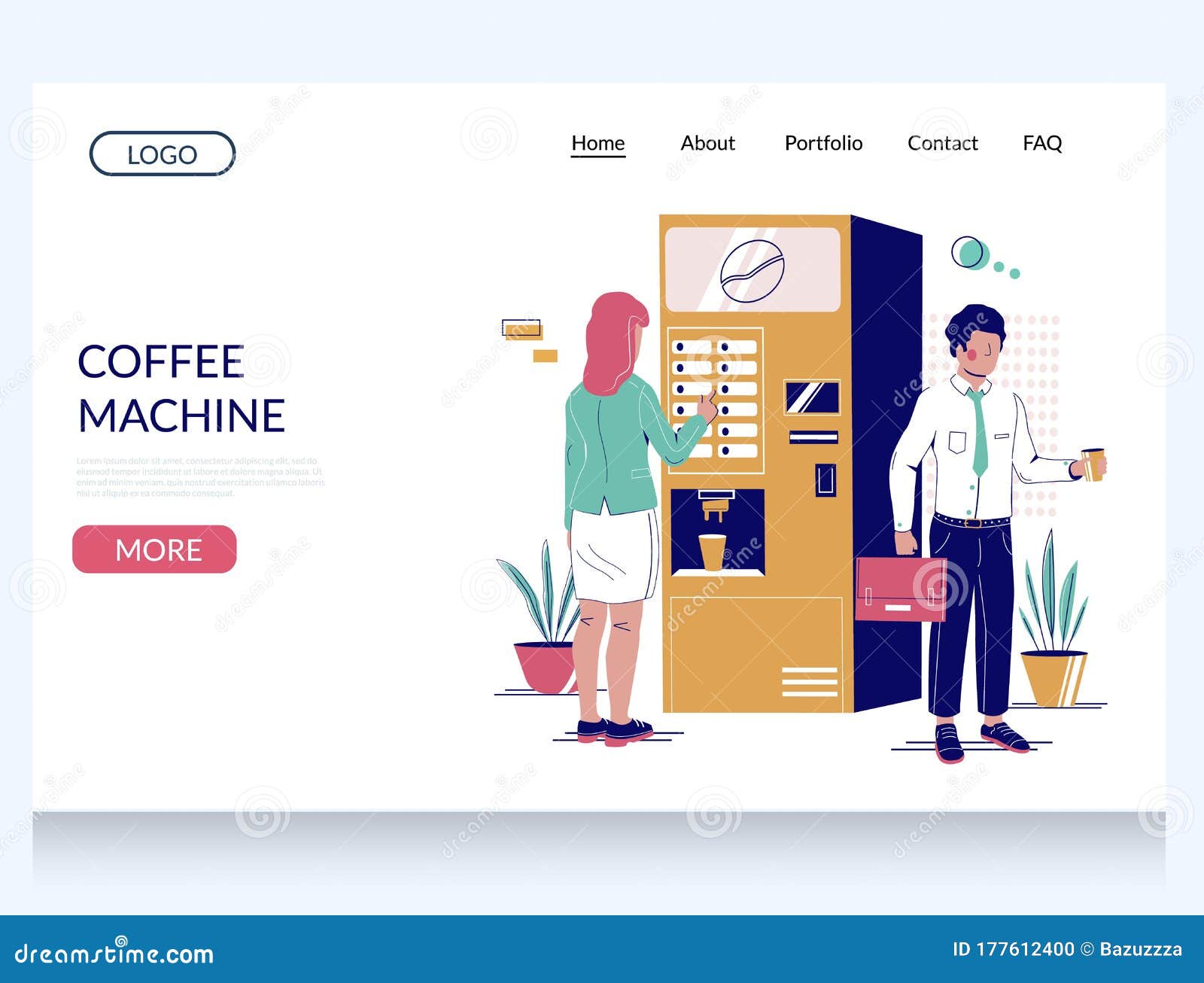 Coffee Machine Vector Website Landing Page Design Template Stock Vector ...