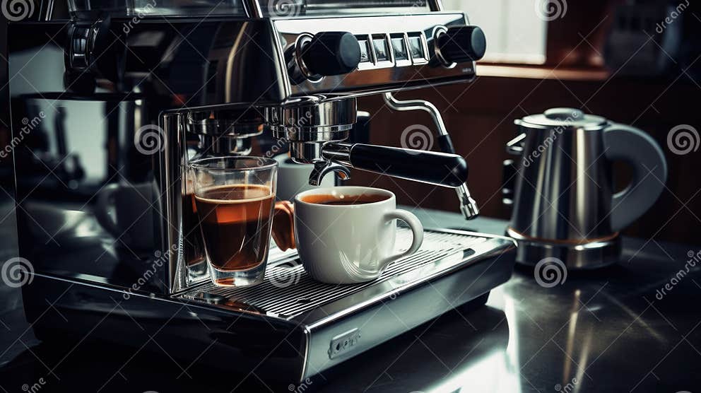 Coffee Maker or Coffee Extractor Make Espresso Stock Illustration ...