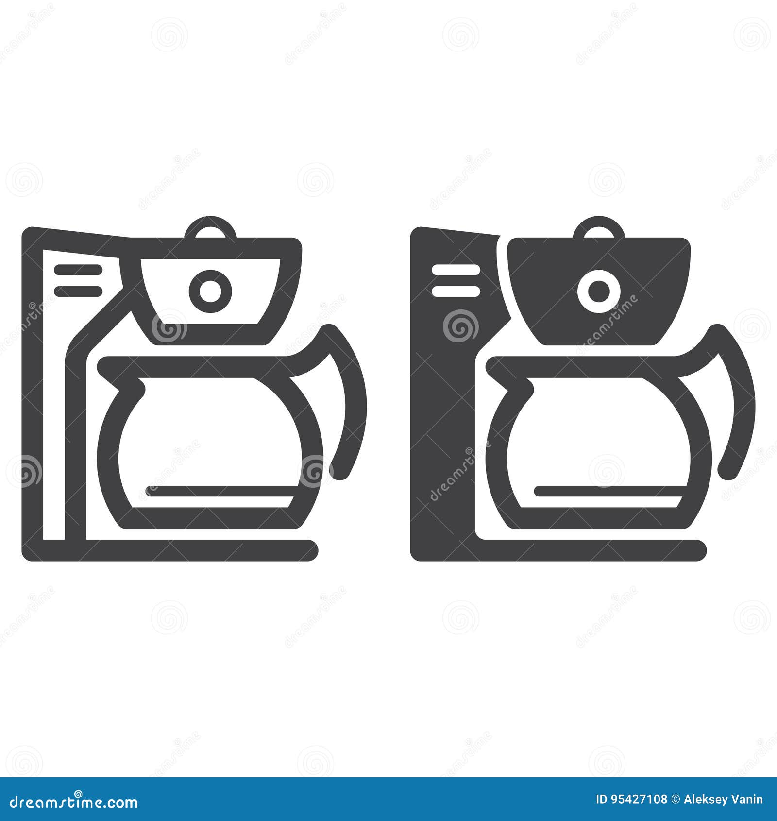 Coffee Maker Line and Solid Icon, Outline and Filled Vector Sign ...