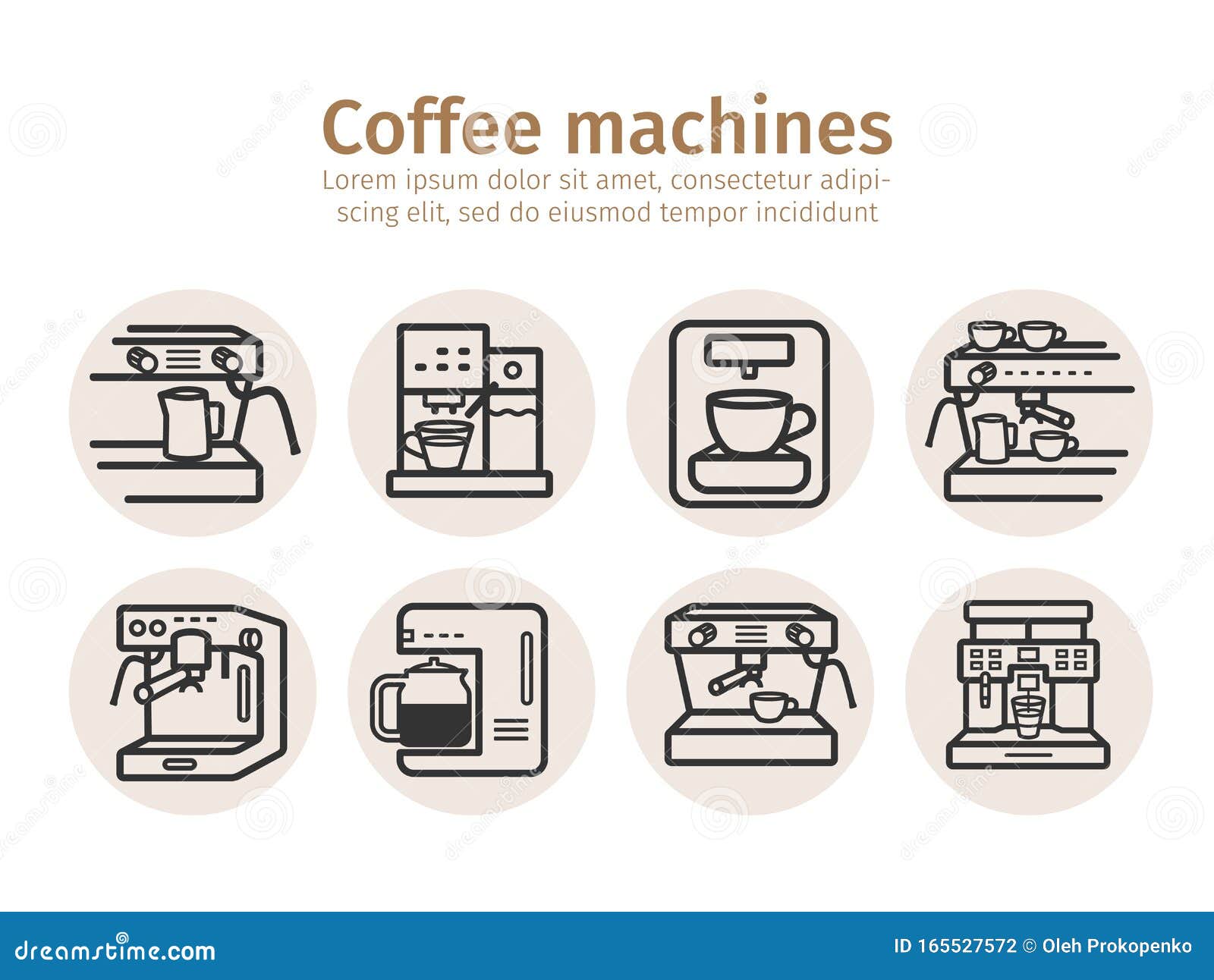 Coffee Maker Machine Line Icon Infographic. Vector Sign for Web Graphic ...