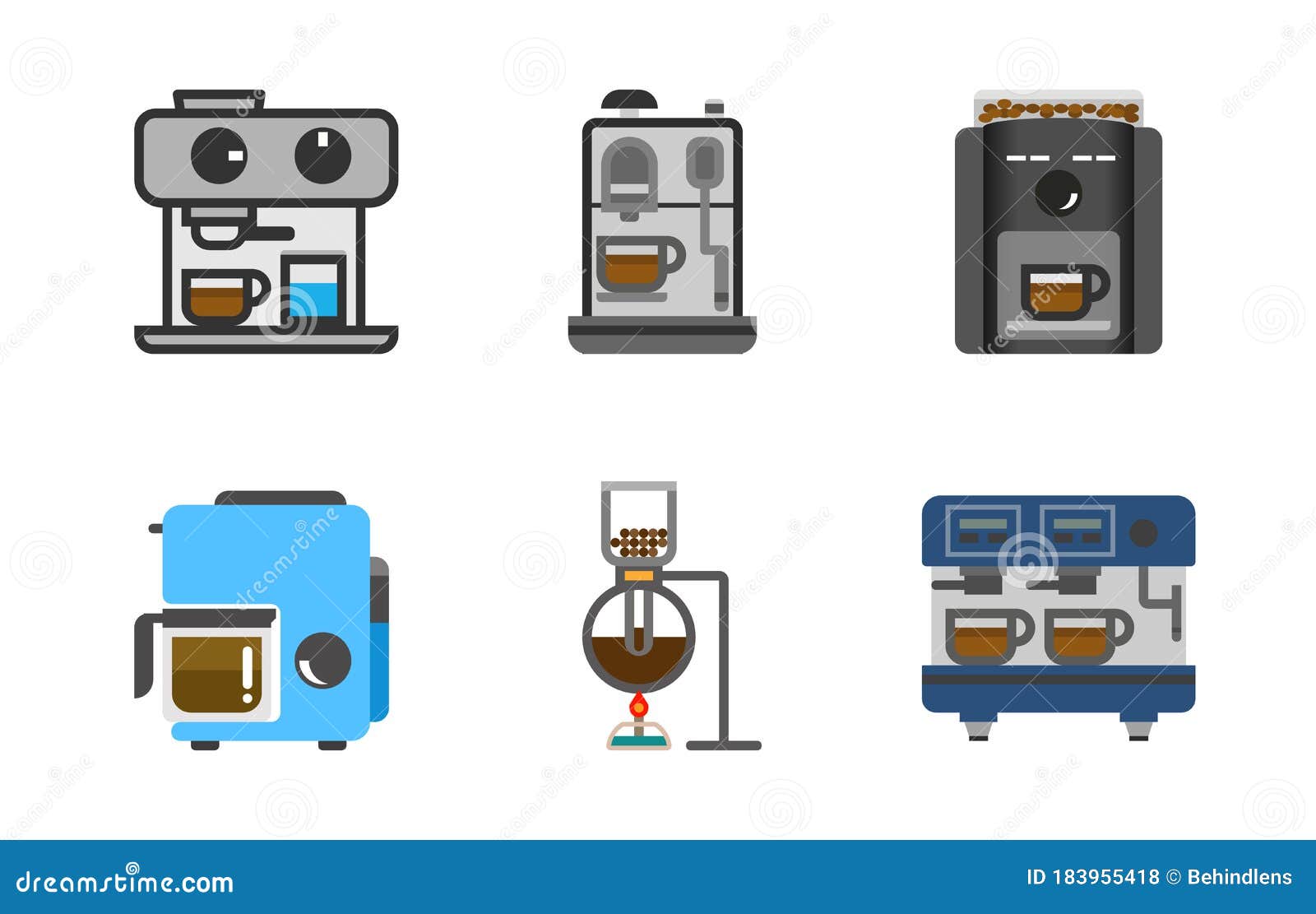 Coffee Maker Machine Logo Set, Roasted Coffee ,siphon Drip Fresh Coffee ...