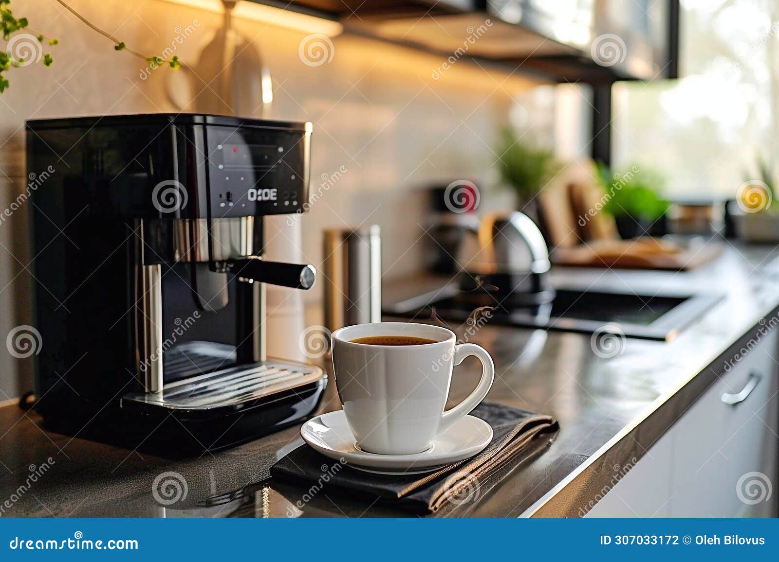 Coffee maker on the table stock photo. Image of saucer - 307033172