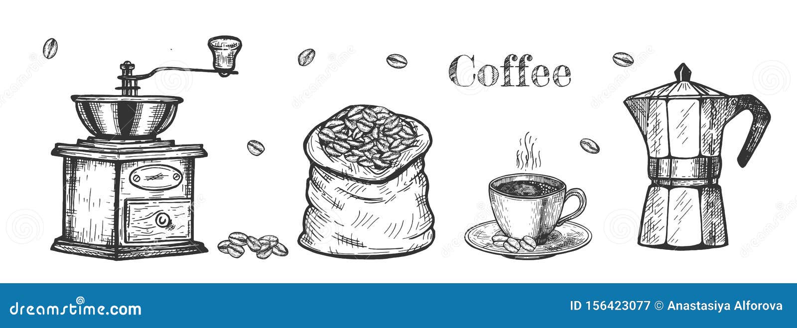 Coffee Making Process Illustration. Hand Drawn Coffee Object In Circle ... Coffee Making Process Illustration. Hand Drawn Coffee Object In Circle ...