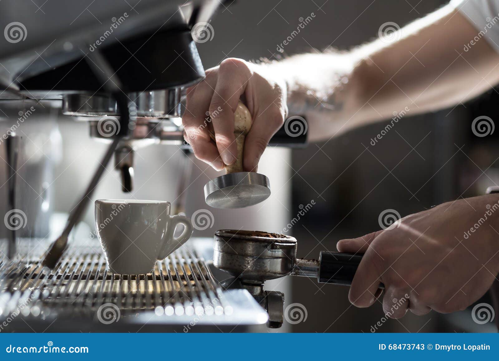 Coffee Making Process; Espresso Cup and Coffee Machine; Stock Image ...