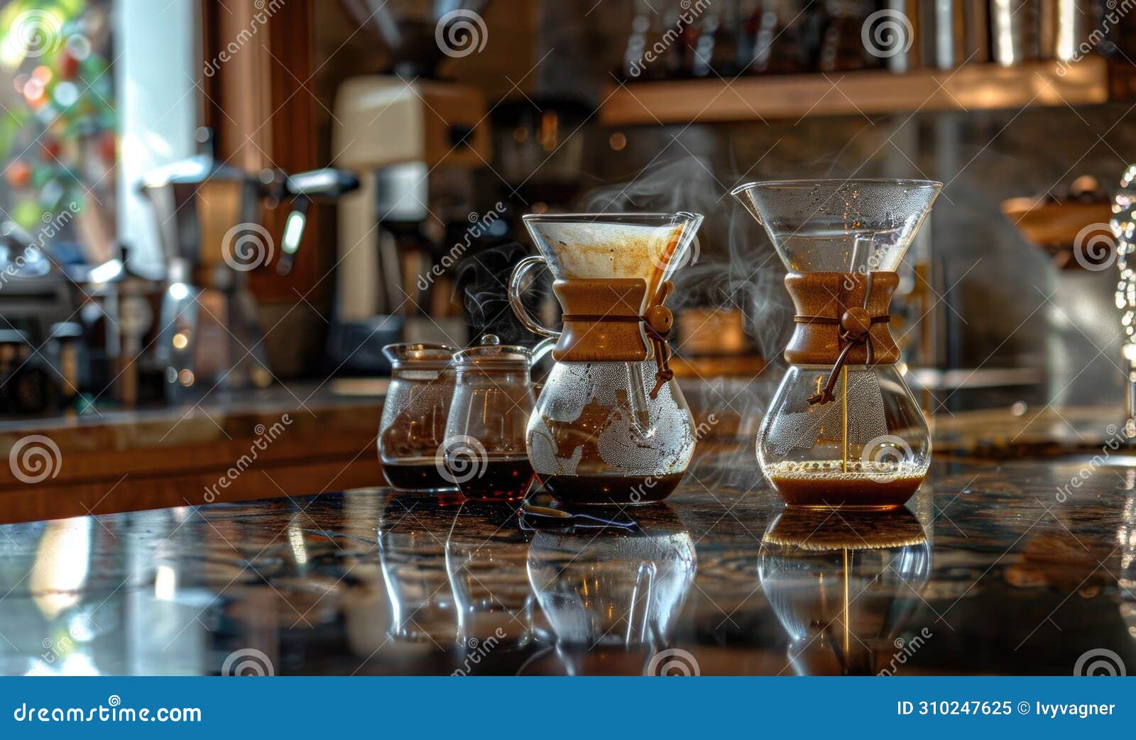 Coffee Making Process in Coffee Shop. Preparation of Coffee Stock Image ...