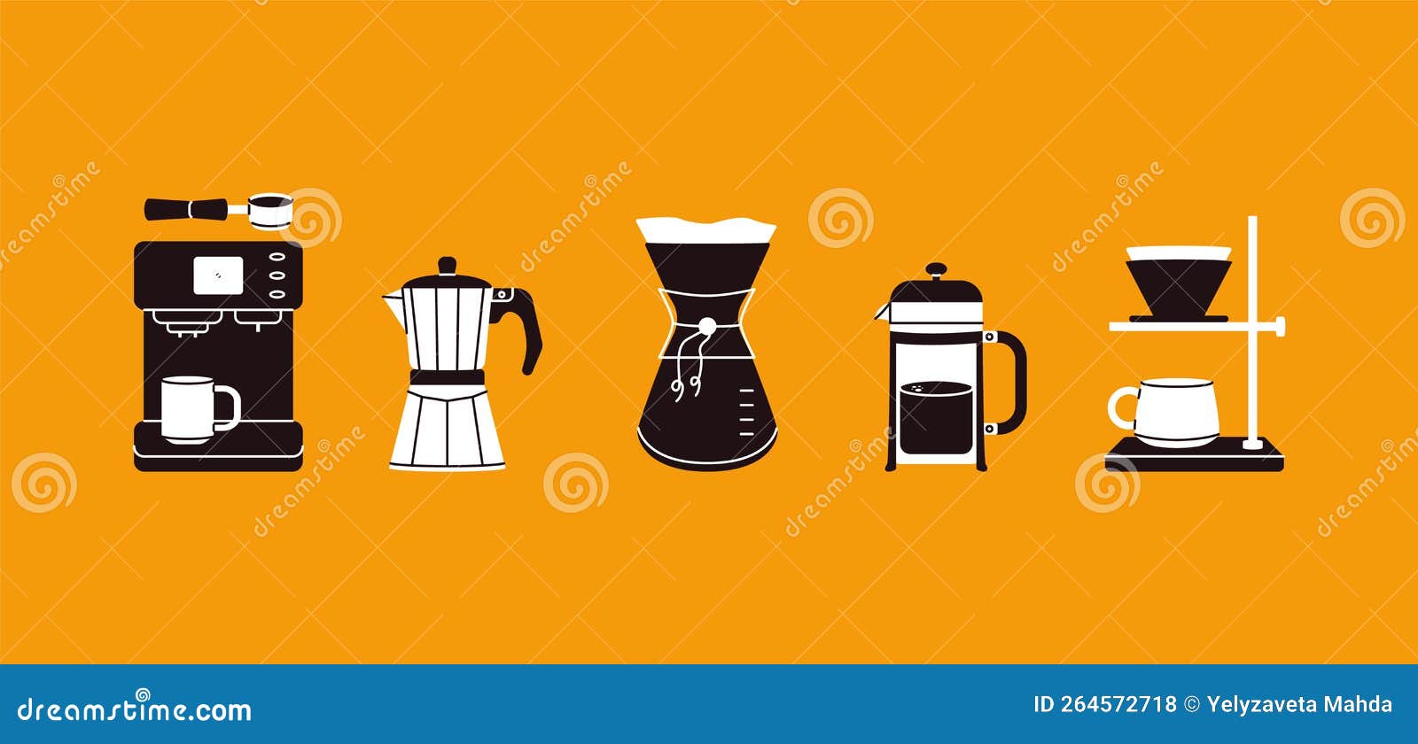 Coffee Making Types. Different Coffee Brewing Methods Cartoon Doodle ...