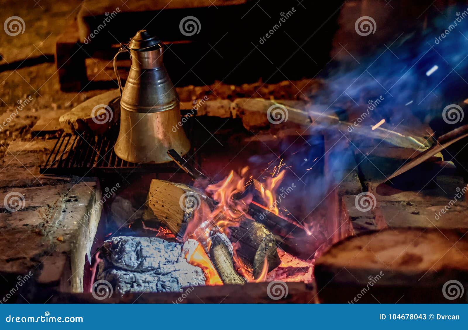 Coffee Making on a Wood Fire at Open Place Stock Image - Image of ...