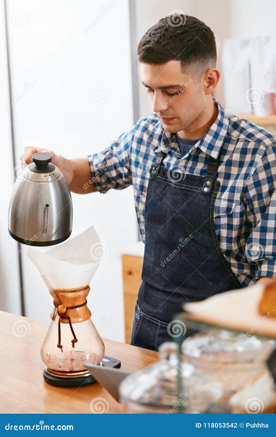 Coffee. Man Making Drink in Cafe Stock Photo - Image of worker, work ...