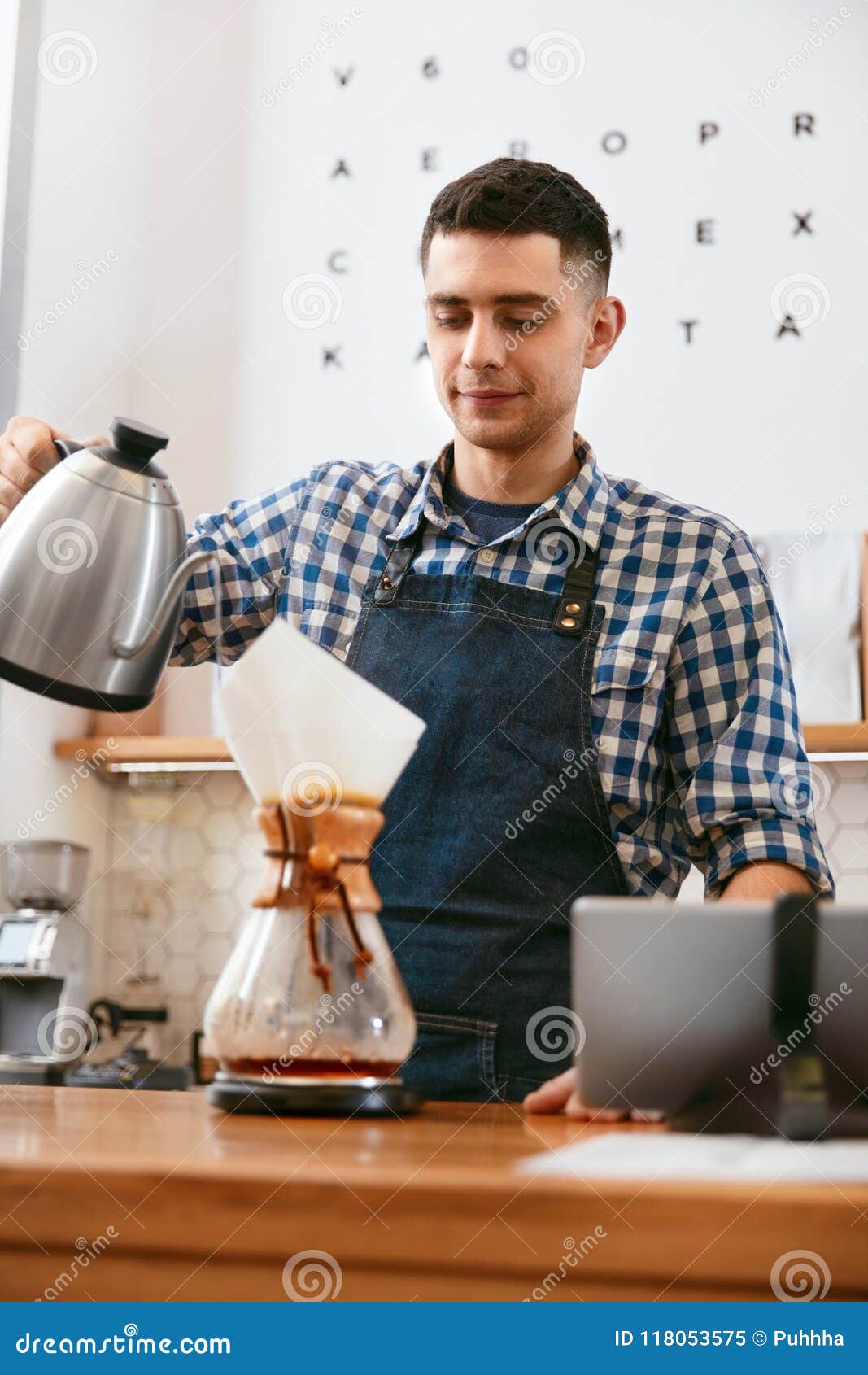 Coffee. Man Making Drink in Cafe Stock Image - Image of barista ...