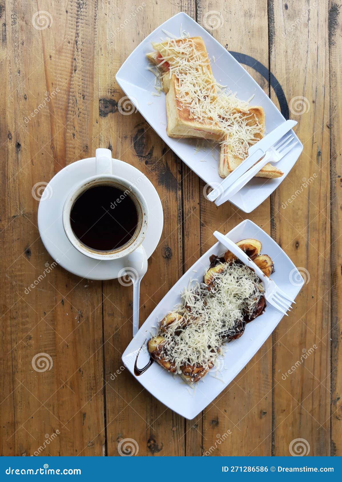 Coffee Meal Set in Vertical Image Stock Photo - Image of break, black ...