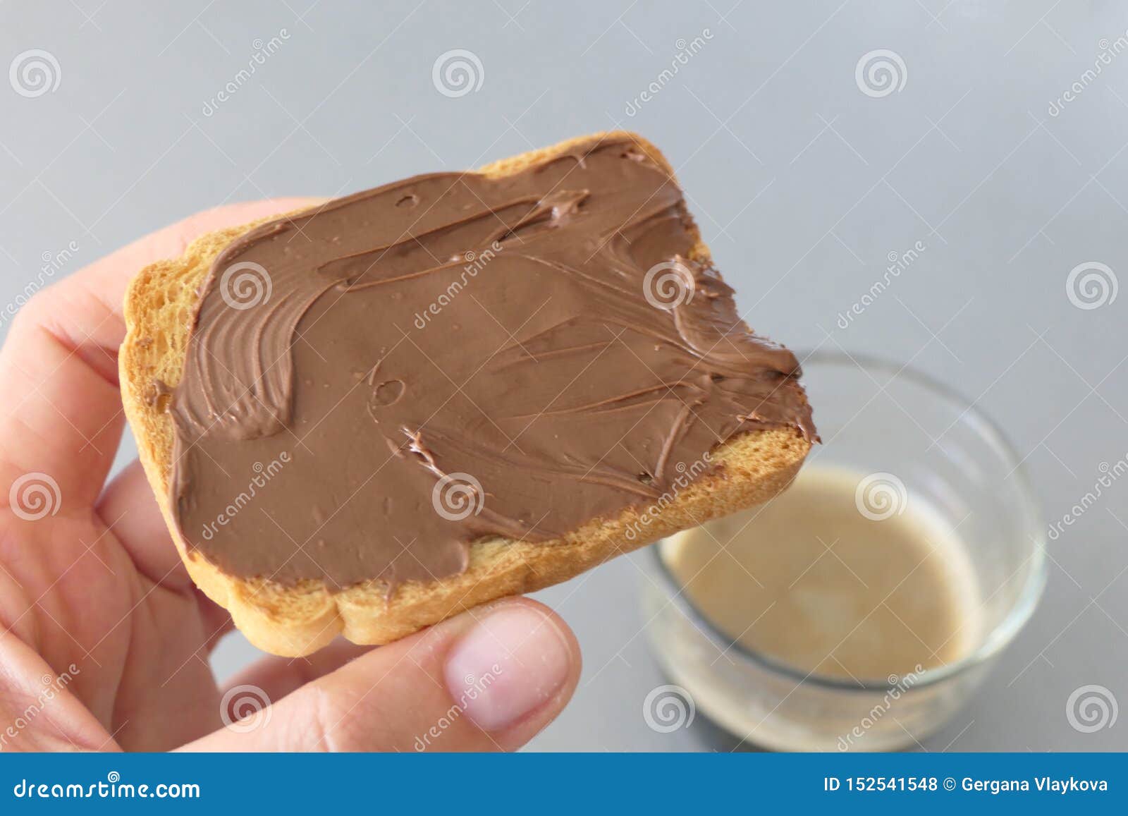 Coffee Melting Chocolate on a Bread Slice Stock Photo - Image of bread ...