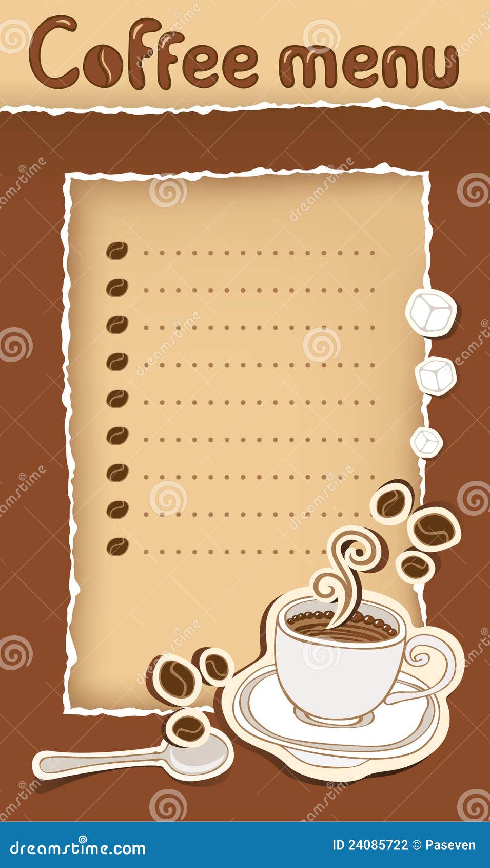 Coffee menu stock vector. Illustration of mocha, spoon - 24085722