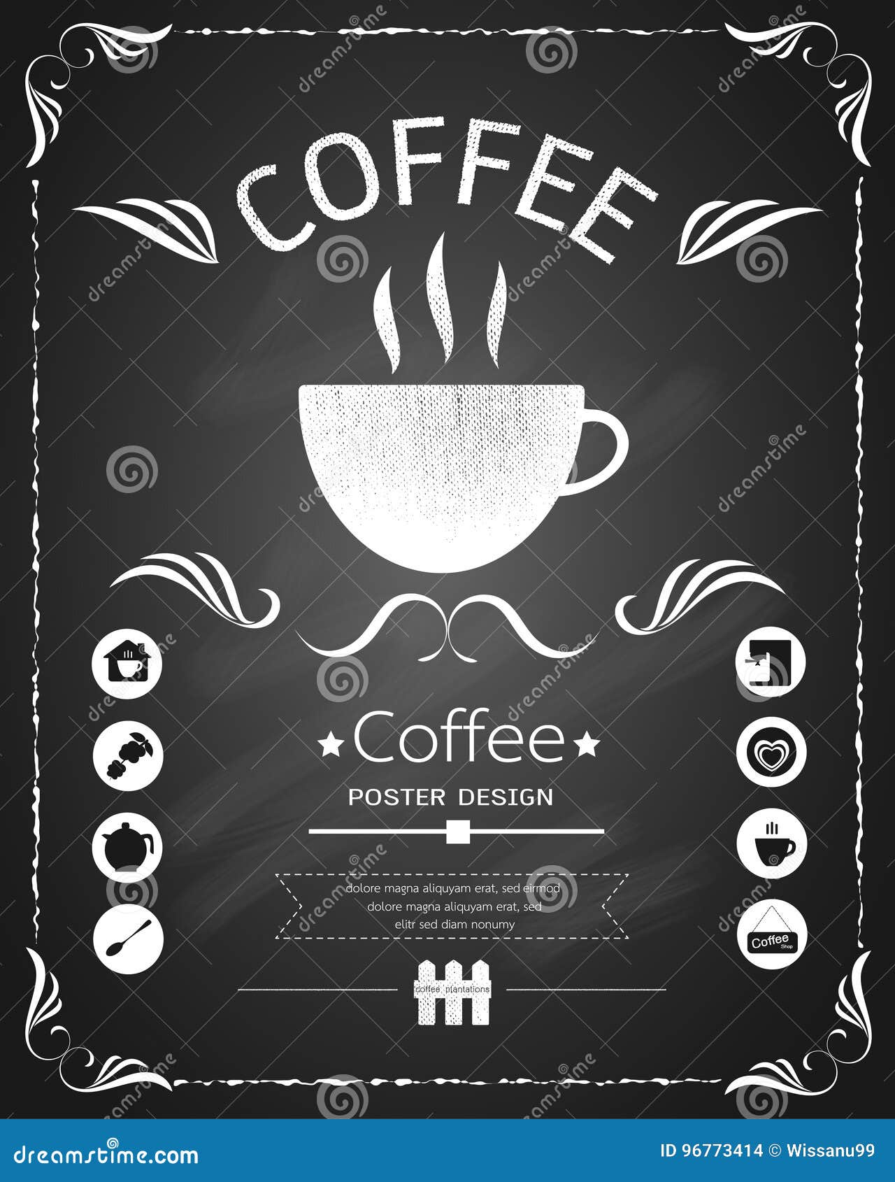 Coffee Menu Blackboard Design Stock Vector - Illustration of design ...