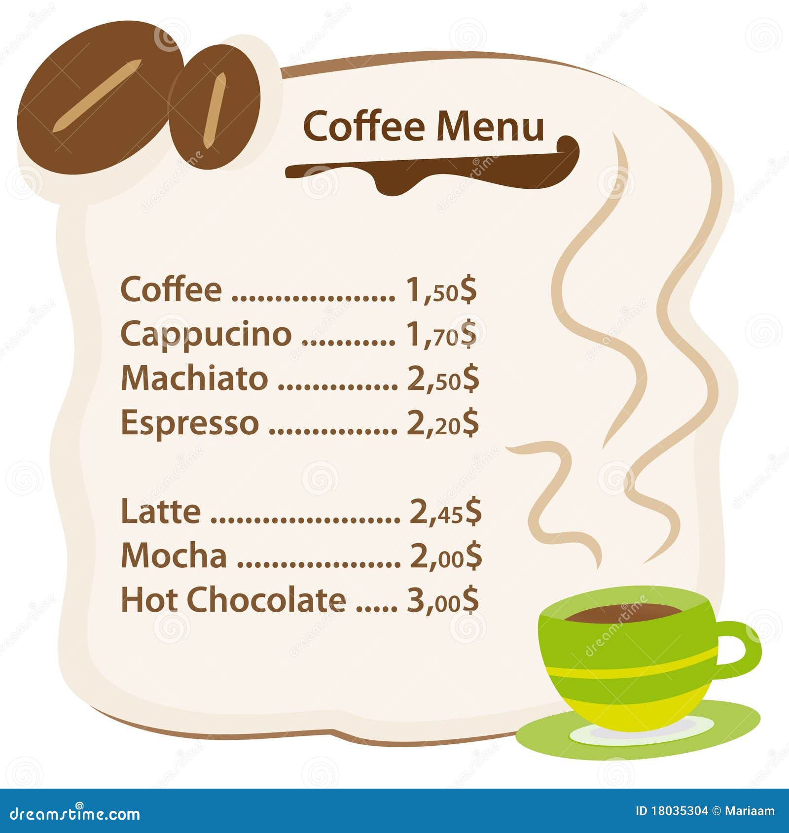Coffee Menu Card Stock Images - Image: 18035304