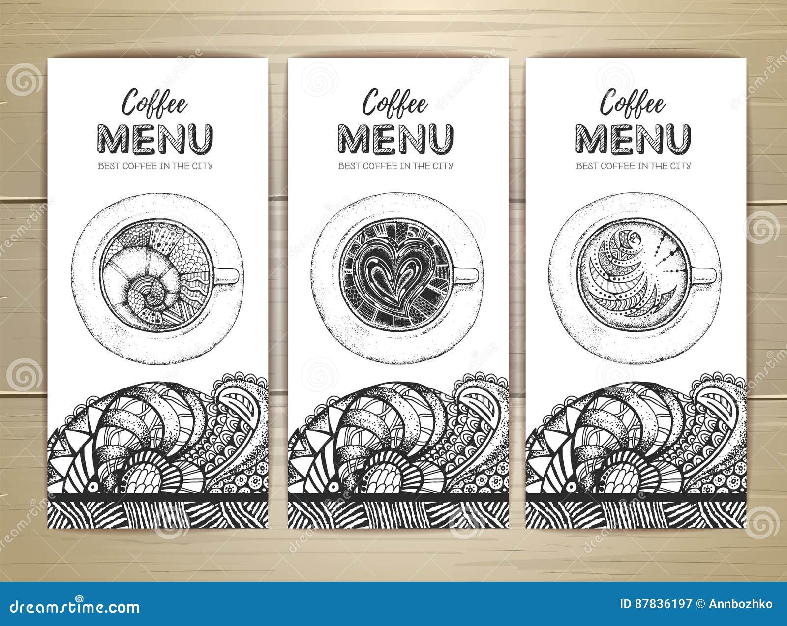 Coffee Menu Design. Decorative Sketch of Cup of Coffee or Tea Stock ...