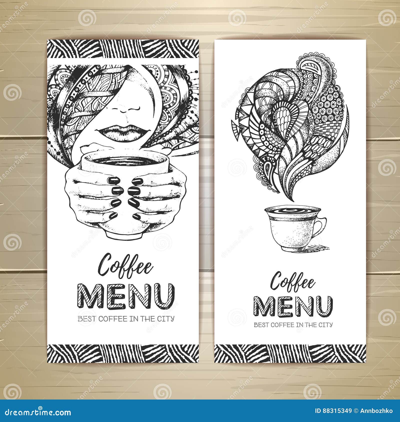 Coffee Menu Design. Decorative Sketch of Cup of Coffee or Tea Stock ...