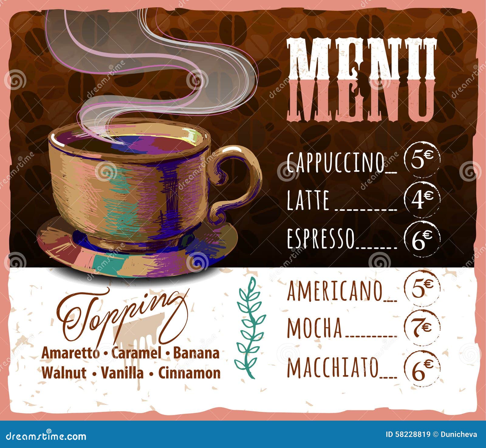Coffee Menu Design in Vintage Style for Cafe Stock Vector ...