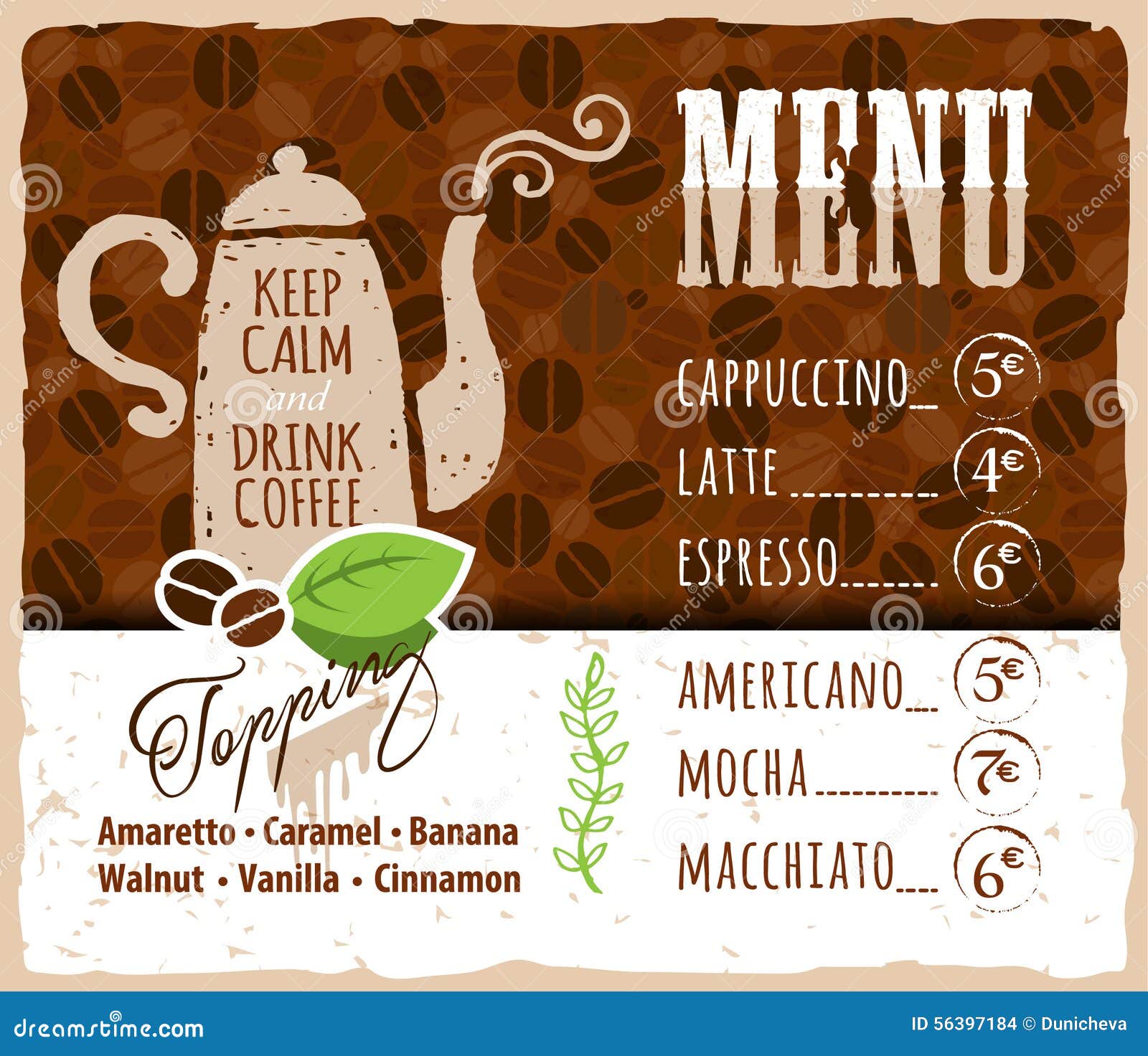 Coffee Menu Design in Vintage Style for Cafe Stock Vector ...