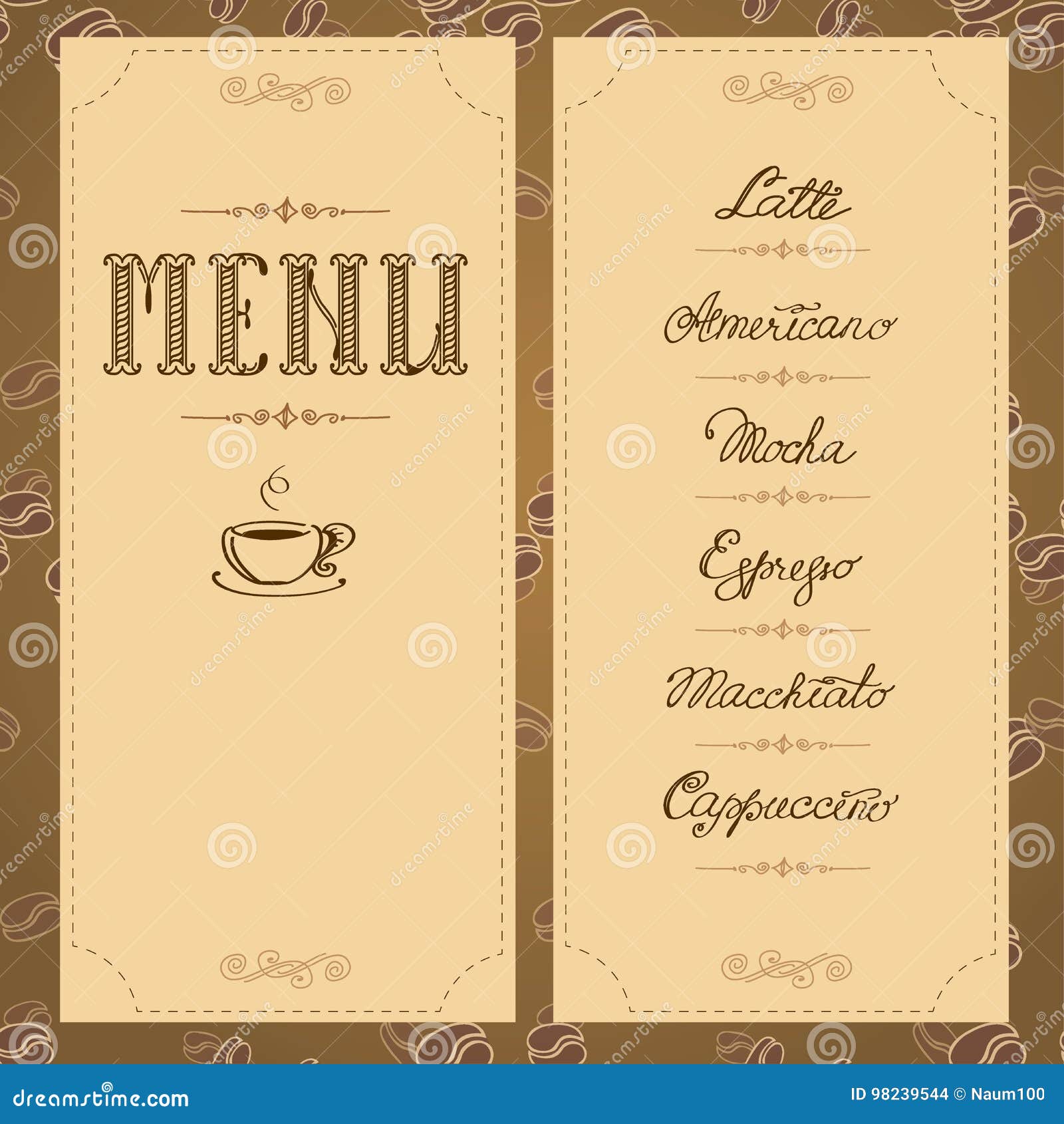 Coffee menu stock vector. Illustration of chalk, frame - 98239544