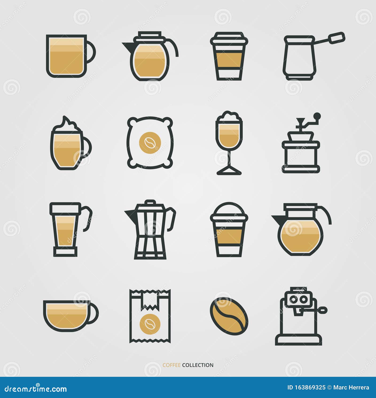 Coffee Menu Icon Set Design Stock Vector - Illustration of latte, icon ...