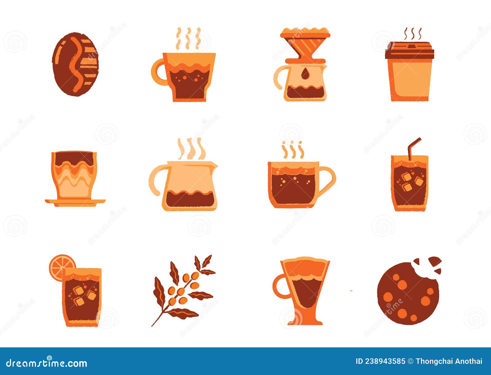 Coffee menu icon set stock vector. Illustration of drink - 238943585
