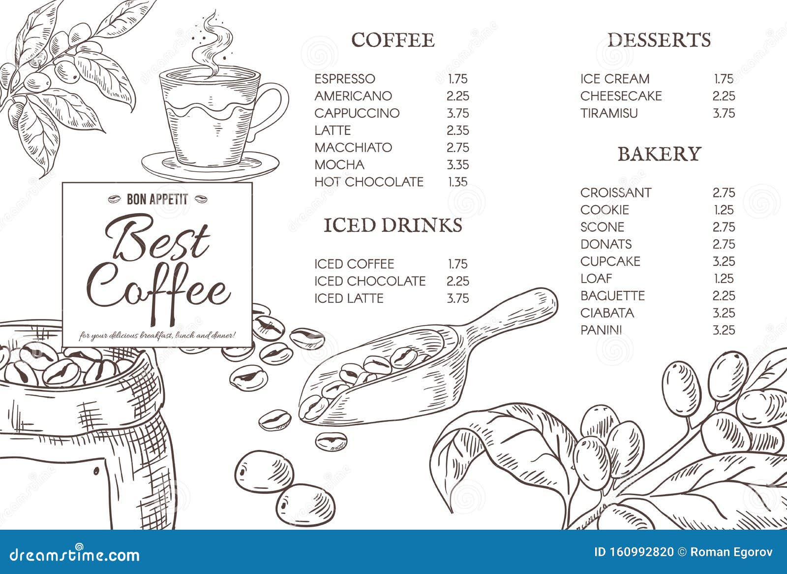 Coffee Menu Quotes. Hand Drawn Coffee Elements for Cafe Poster. Vector ...