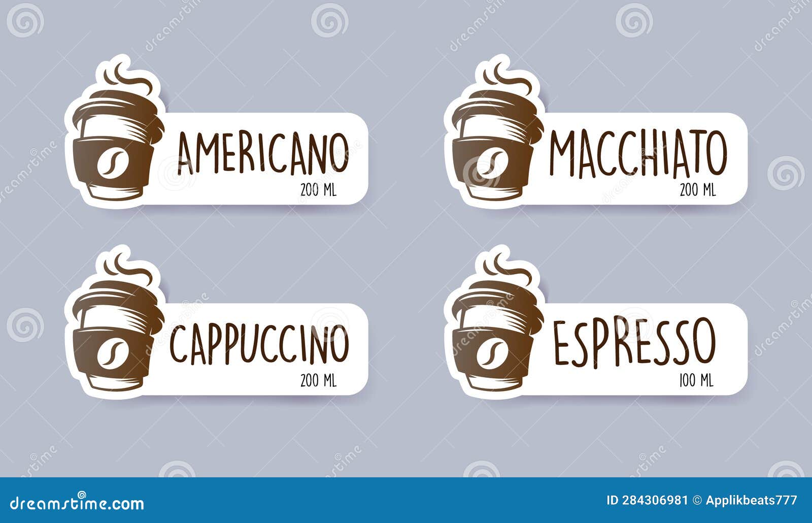Coffee menu stickers stock vector. Illustration of robust - 284306981