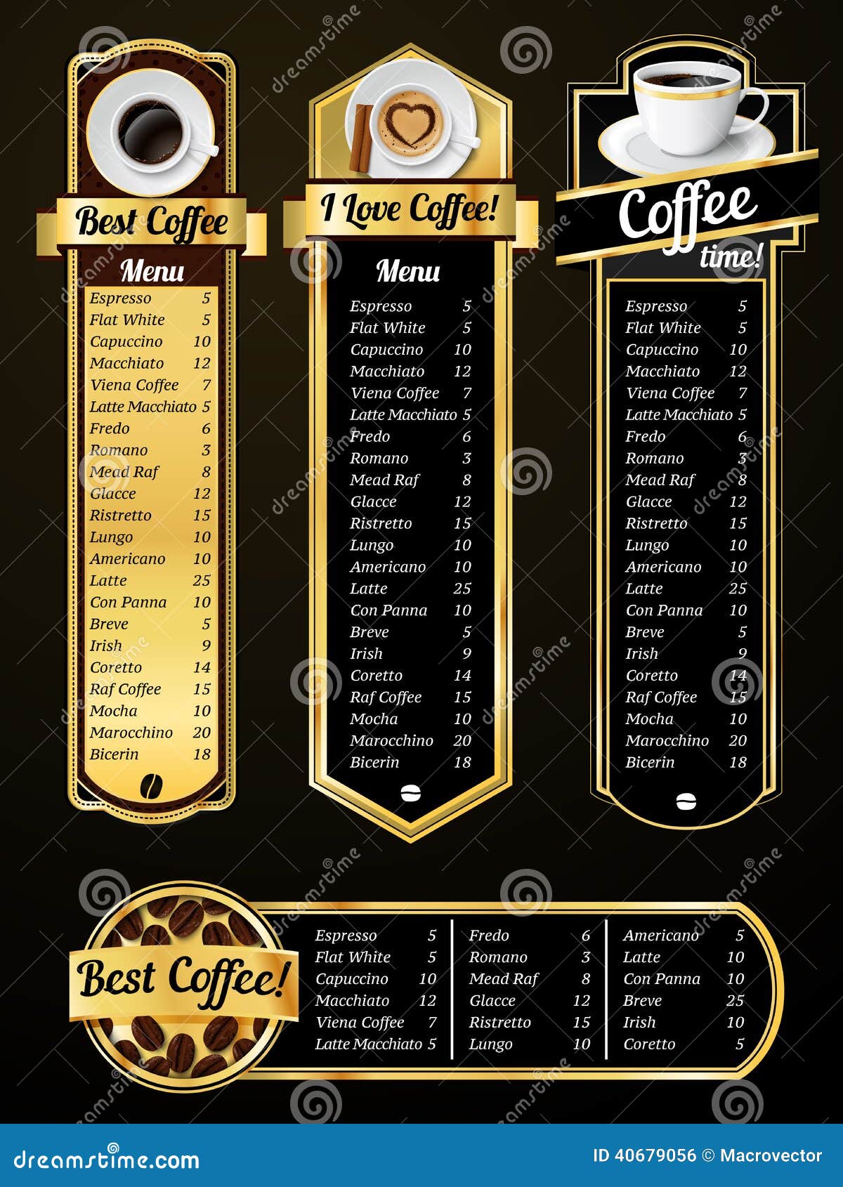 Coffee menu templates stock vector. Illustration of banner - 40679056